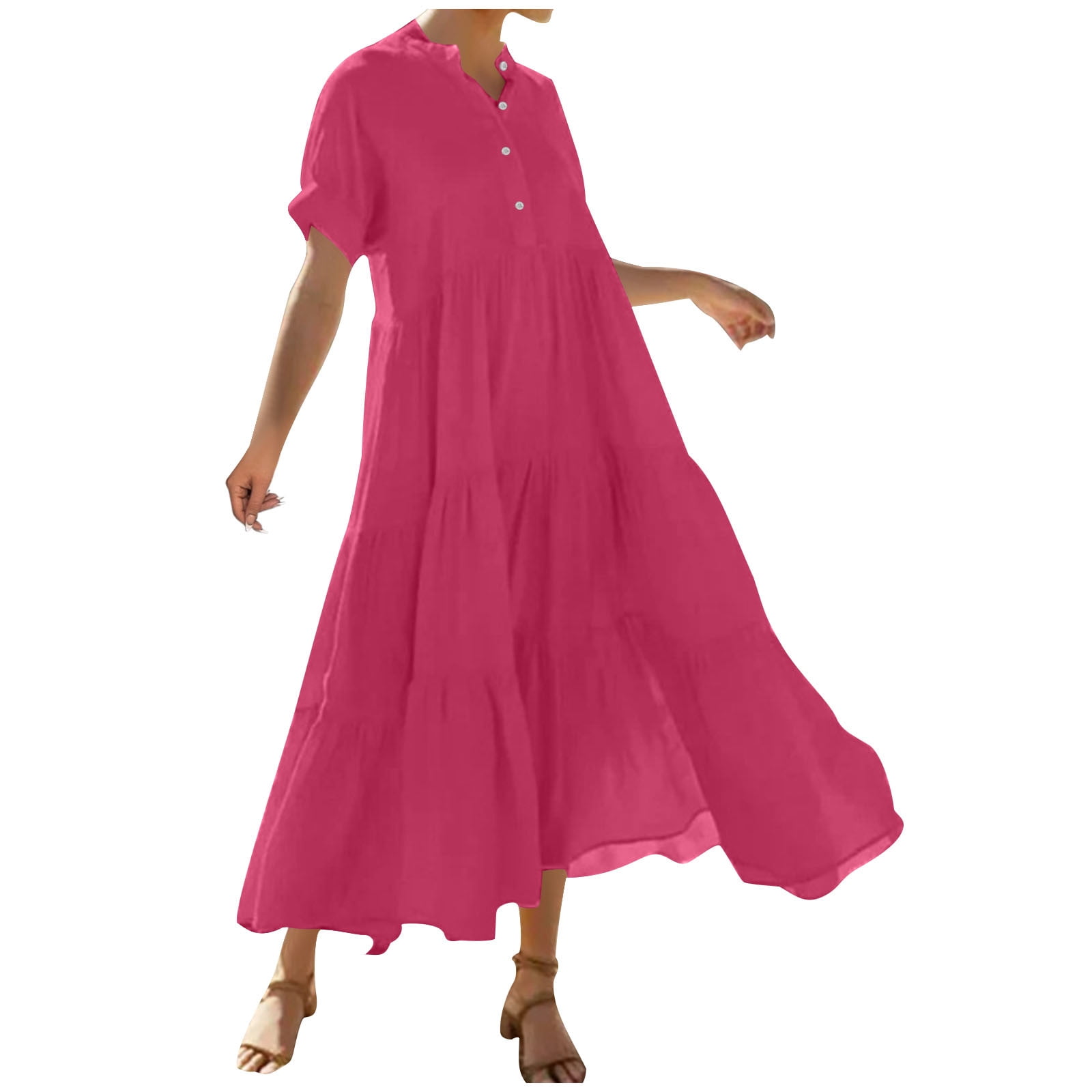 Click here for Jggspwm Women Cotton Linen Casual Solid Half Butto... prices