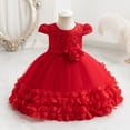Annhoo Flower Girl Dress Baby Cap Sleeve Round Neck Embroidered Tulle Formal Wedding Dress ...