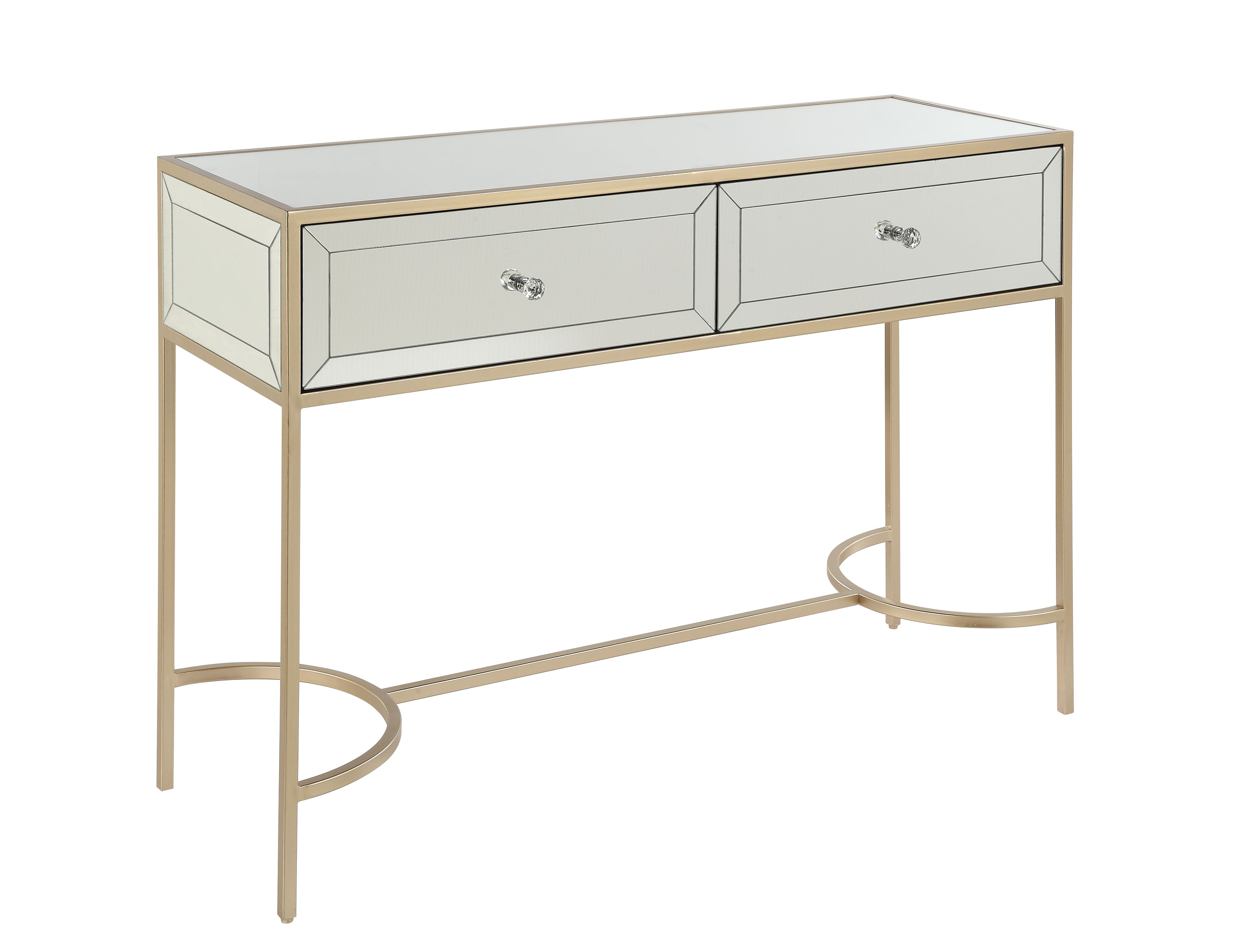 43" X 15" X 30" Mirrored And Rose Gold Sofa Table - Walmart.com