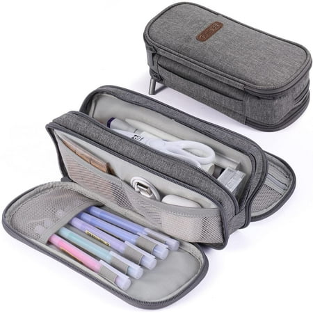 Large Pencil Case Big Capacity Pen Bag 3 Compartment Large Storage ...