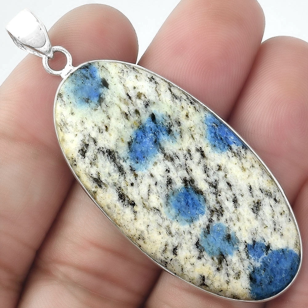Natural K2 Blue - Azurite In Quartz 925 Sterling Silver Pendant Jewelry ...