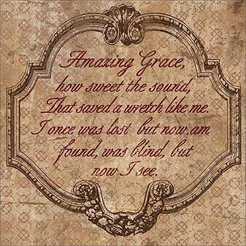 Amazing Grace Traditional Border Pattern Religious Typography Tan & Red ...