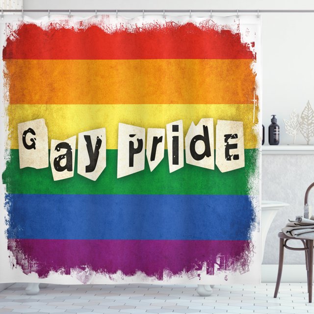 Ambesonne Pride Shower Curtain, LGBT Parade Retro Style, 69"Wx75"L ...