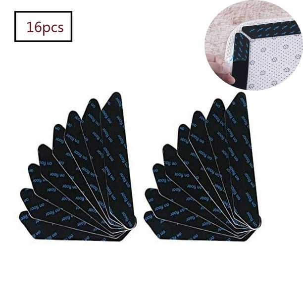 16Pieces Rug Grippers, Reusable Anti Curling Carpet Tape, Double Sided ...