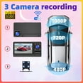 Dash Cam Front Inside Rear, 3 Channel Touch Screen Car Dash Camera ...