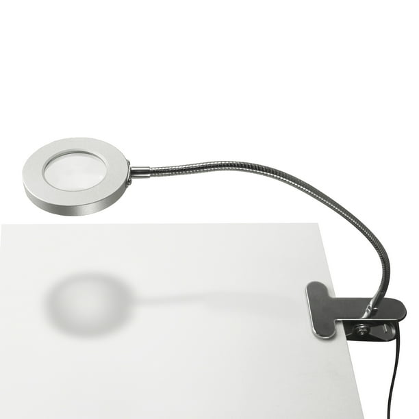 Estelle Flexible LED Desk Light with Magnifier, Silver, Adjustable ...
