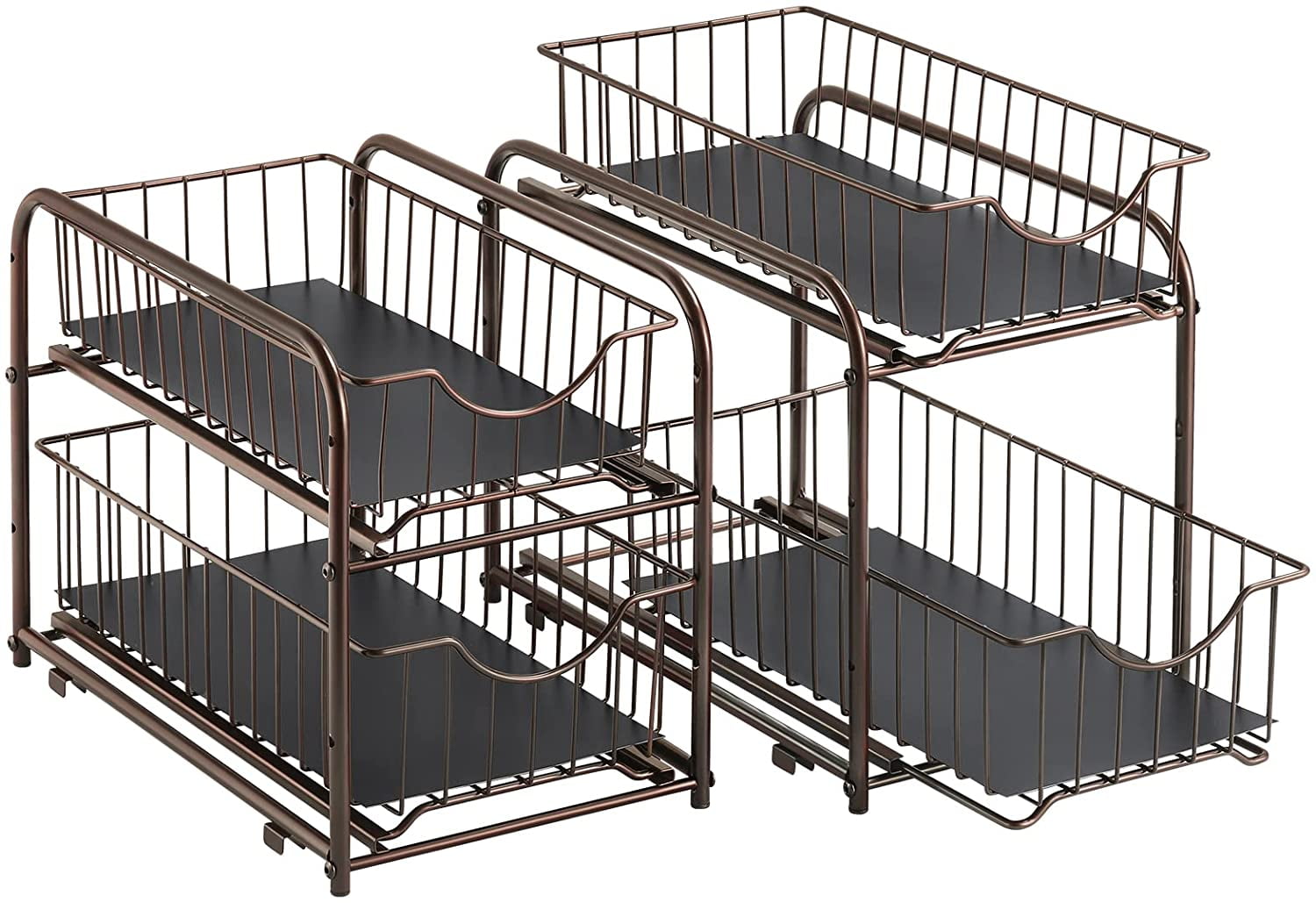 Two Tier Stackable Kitchen Storage Rack Organizer Brown, Two Pieces ...