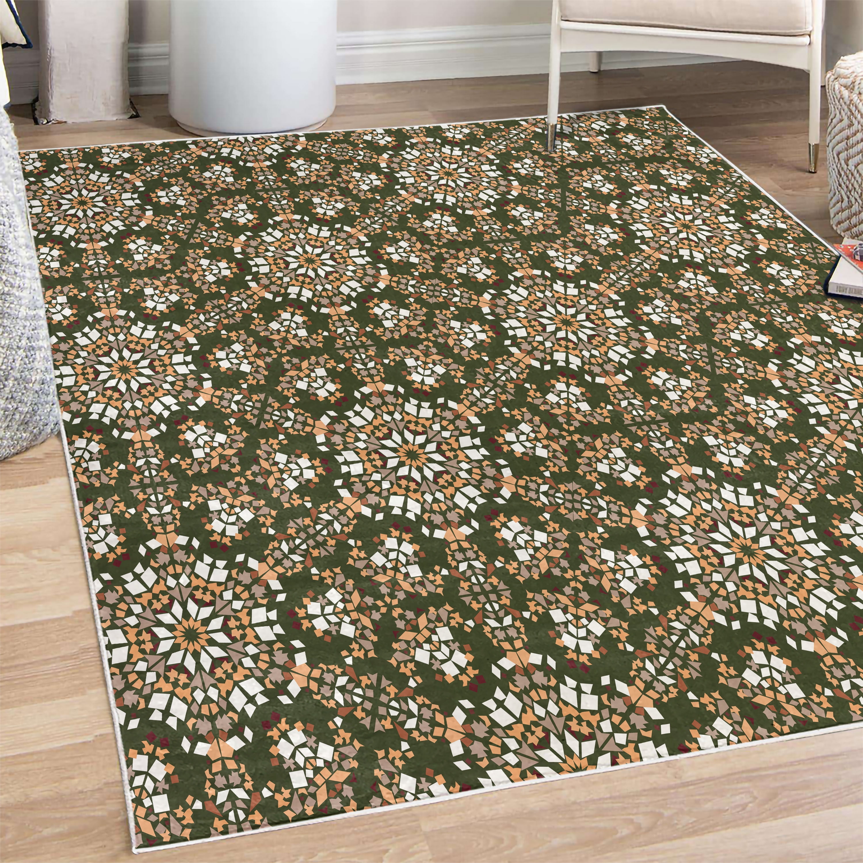 Mosaic Decorative Rug, Antique Roman Time Inspired Rock Design with ...