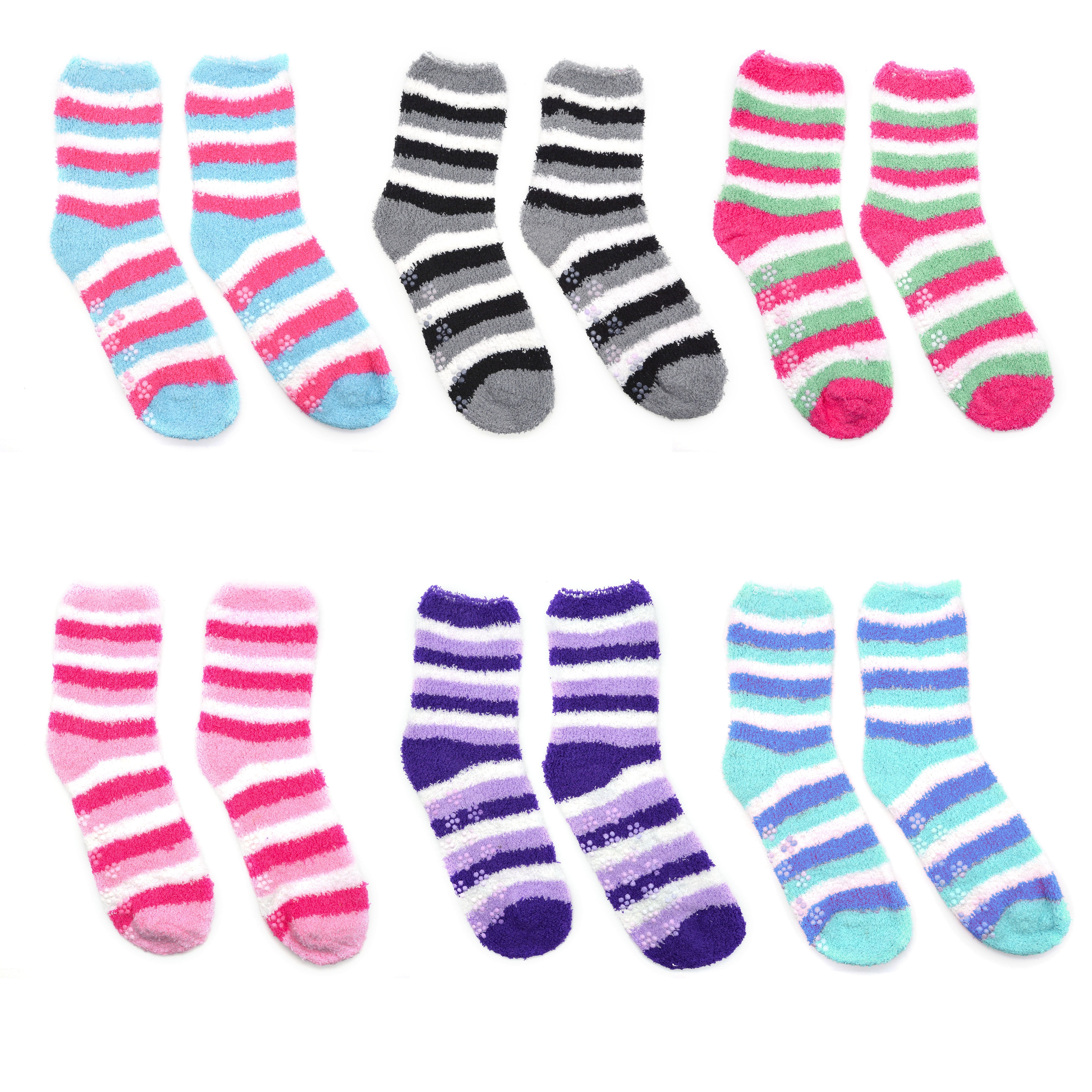 Gelante Fuzzy Sock Ultra Soft Warm Non Skid/Slip Gripper Crew Socks 12 ...