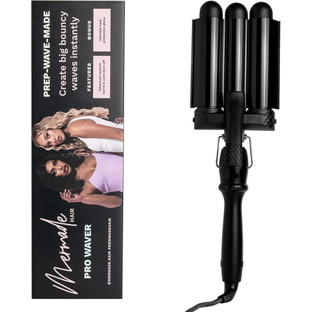 LZMY PRO Waver 32mm in Black I Triple Barrel Hair Waver Deep Curler I ...