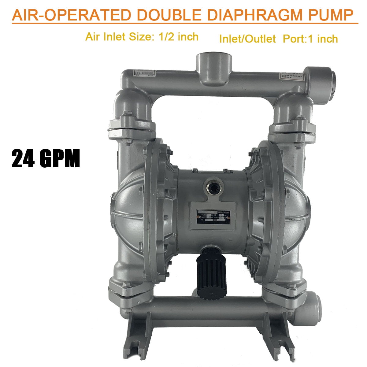 ECUTEE 24GPM Air-Operated Double Diaphragm Pump Pneumatic Pump with 1 inch Inlet Outlet ...