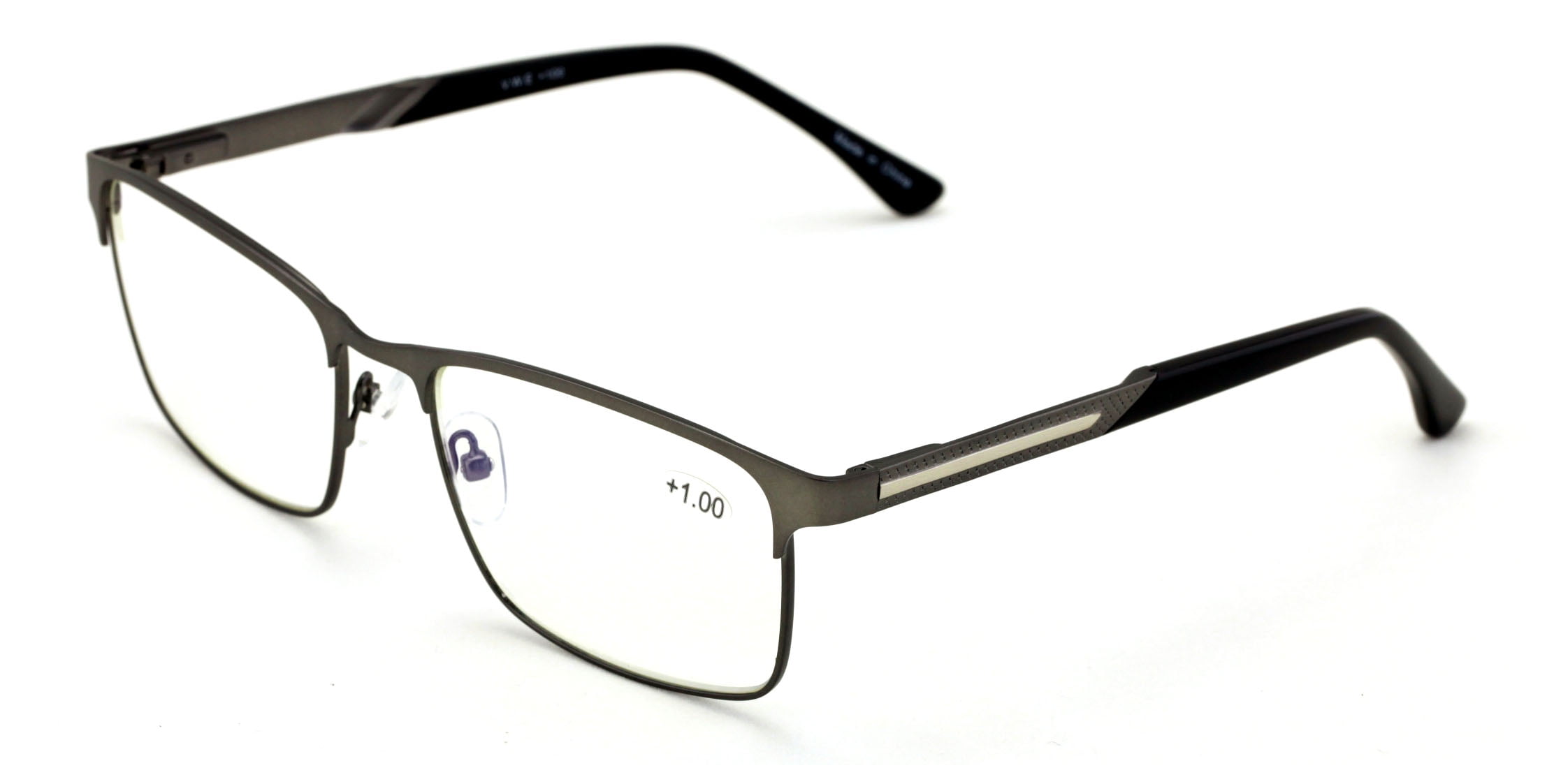 Men Rectangular Stainless Steel Reading Glasses Anti Blue Ray Lens ...