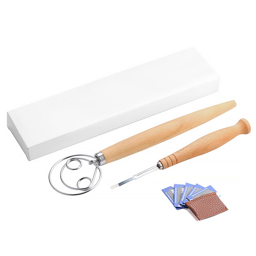 Bread Baking Tool Set Long Wooden Handle Dough Whisk Stainless Steel ...