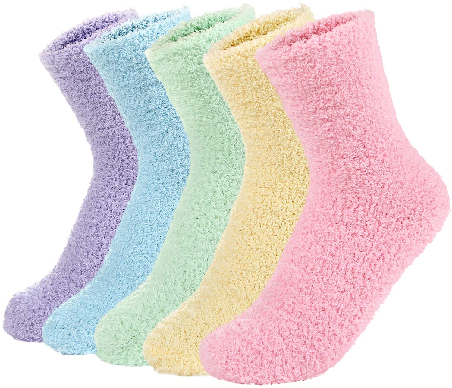 YolBer Women's Dotted Fluffy Crew Fuzzy Socks - 3 Pairs - Walmart.com