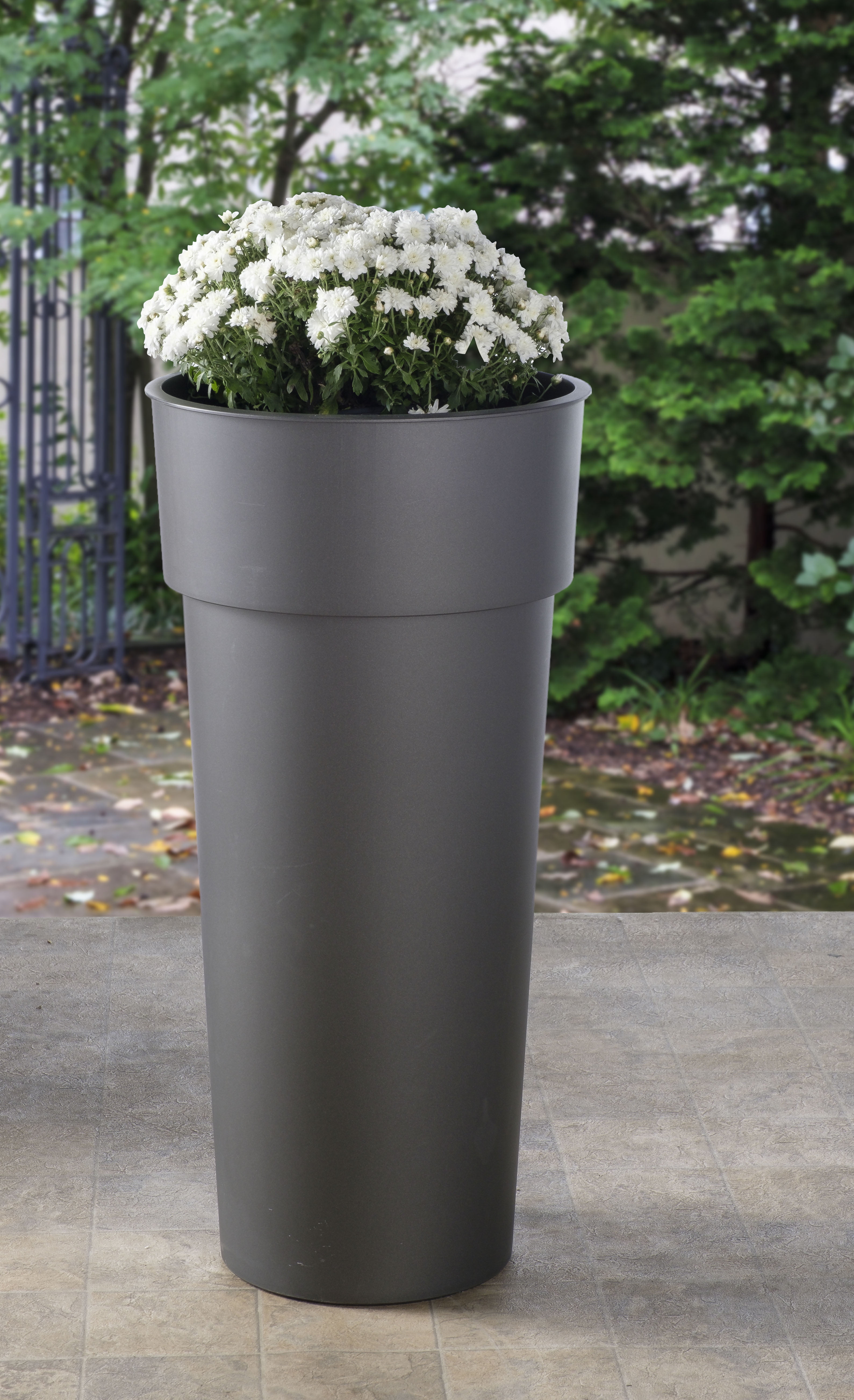 Alfresco Home 15" Round Duo Pot with container in Anthracite Grey ...