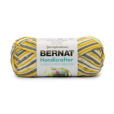 Bernat Handicrafter 4 Medium Cotton Yarn, Lemon Swirl Ombre 1.5oz/42.5g ...