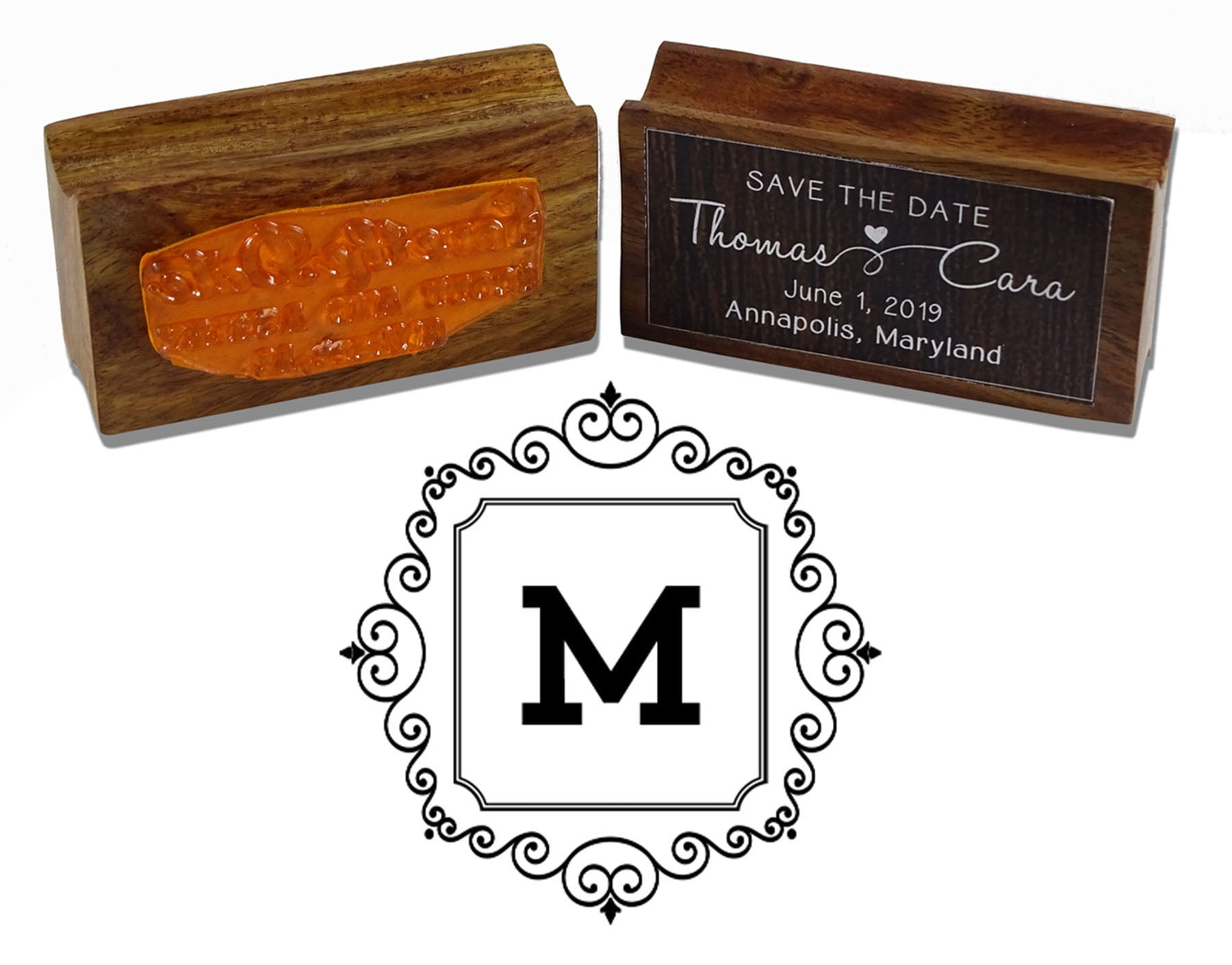 Printtoo Square Swirl Border Monogram Letter M Initial Wood Mounted ...