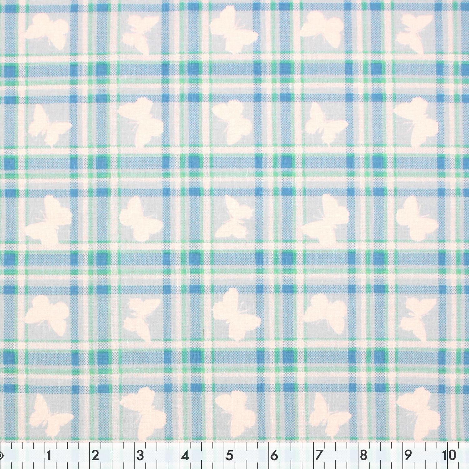 Click here for Fabric Creations Light Blue Plaid With Butterflies... prices