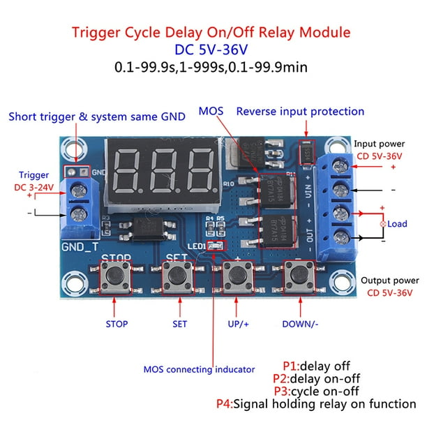 DC 6-30V Dual MOS LED Digital Time Delay Relay Switch Module Circuit Board - Walmart.com
