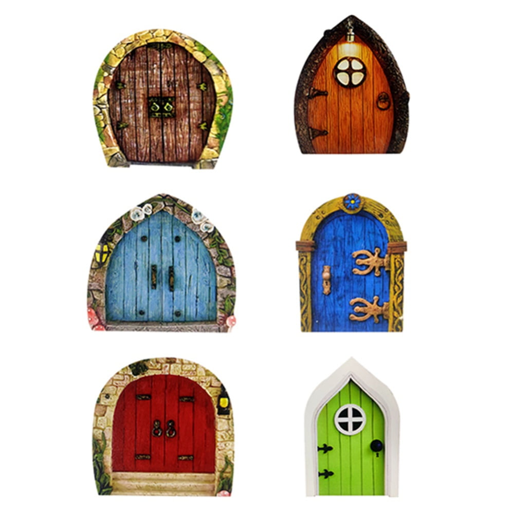 6Pcs Fairy Door,Yard Art Sculpture Decoration for Kids Room, Miniature Fairy Garden Outdoor ...