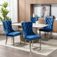 Oduse Daily Kitchen And Dining Velvet Chairs Set Of 4 Navy Tufted
