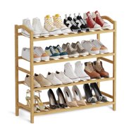 4 Tier Outdoor Shoe Rack and Cubby - Wooden Storage Shelf Stand ...