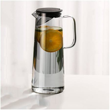 Water Pitchers Glass Pitcher with Lid and Spout Hot/Cold Water & Iced ...