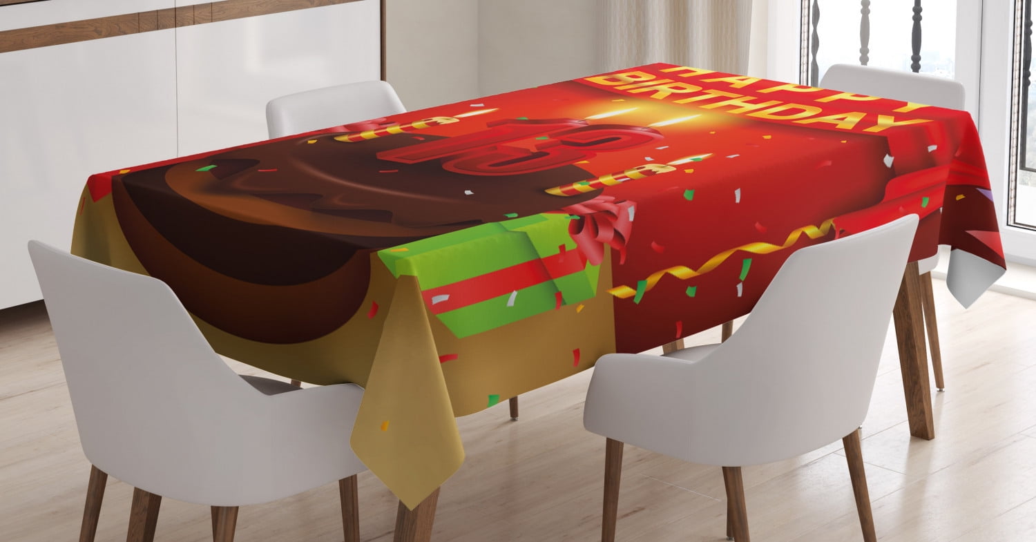 Ambesonne Colorful Tablecloth Rectangular Table Cover, Birthday Party ...