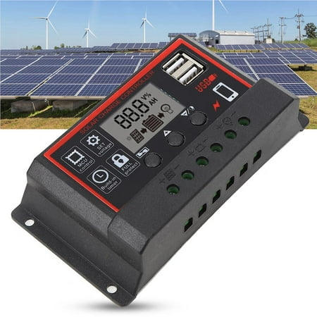 LCD Solar Charge Controller Regulator Dual USB Solar 5V /2.5A Dual USB Regulator Dual PWM Cell ...