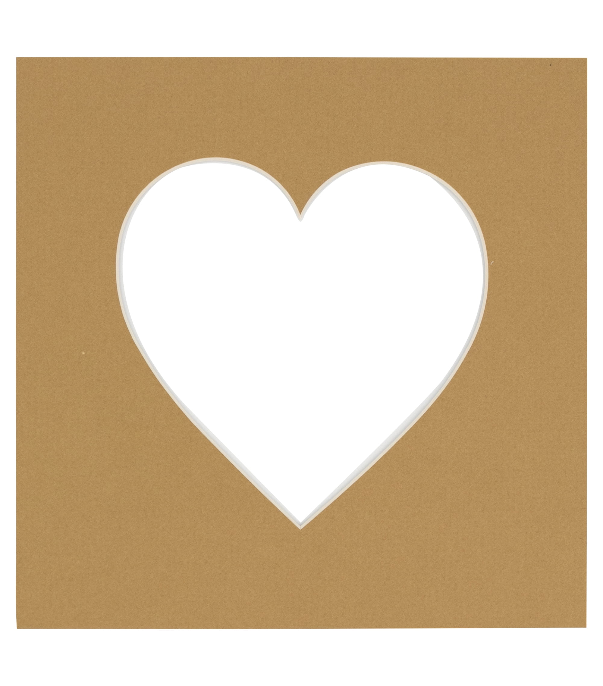 Rattan Acid Free 7x7 Heart Picture Frame Mat with White Core Bevel Cut ...
