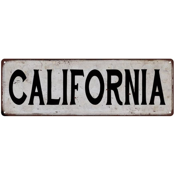CALIFORNIA Vintage Look Rustic Metal City State Sign 6 x 18 High Gloss ...