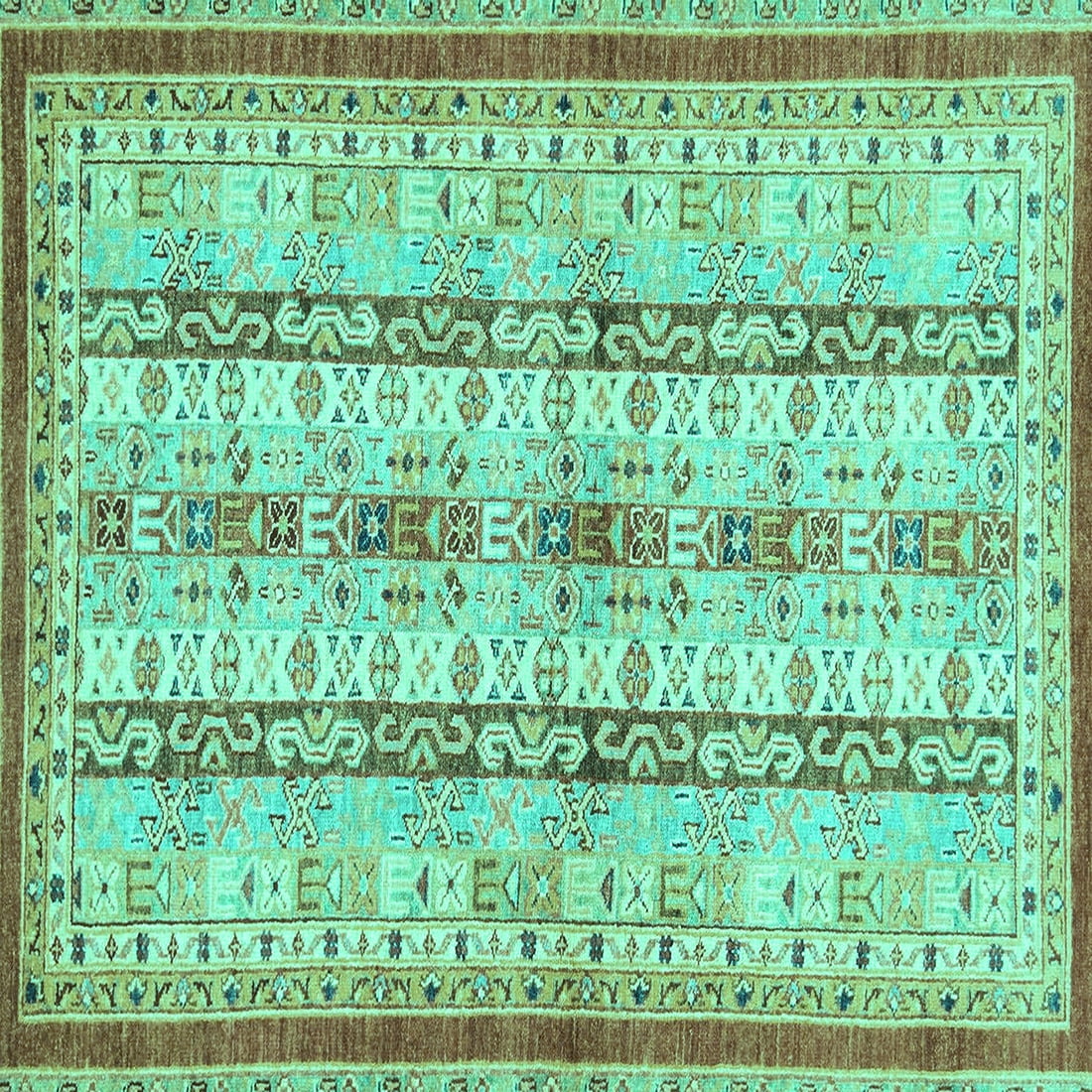 Ahgly Company Indoor Square Abstract Turquoise Blue Modern Area Rugs, 5 ...