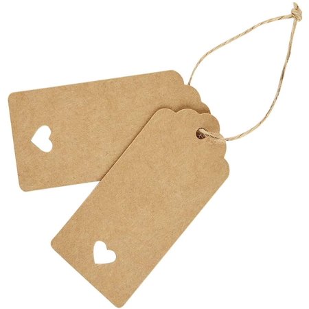 HEIBIN 100 Kraft Paper Tag Cards + 100 Hemp Ropes Lover Parents Friends ...