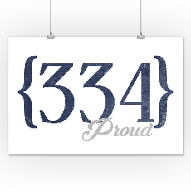 Birmingham, Alabama - 334 Area Code (Blue) - Lantern Press Artwork ...