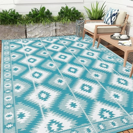 Outdoor Rugs 6'x9' for Patios Clearance Waterproof Patio Mat Reversible ...