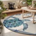 Blue Sea Turtle Area Rugs 3' (Round) Beach Happy Place Seashell ...