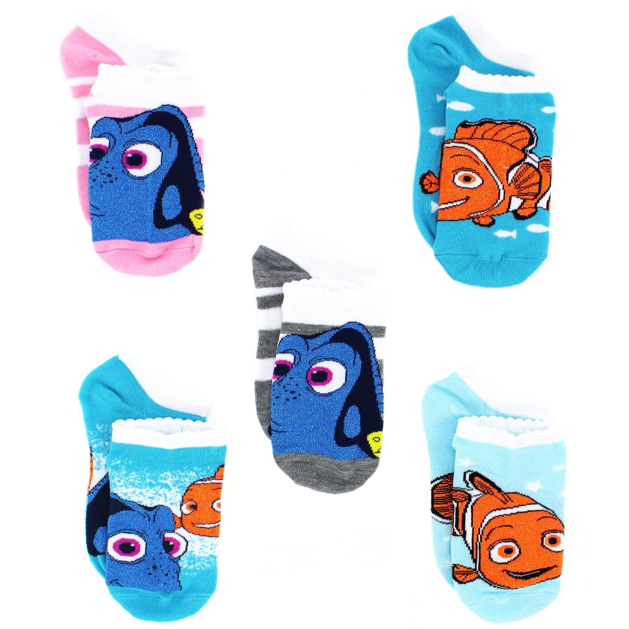 Finding Dory Nemo Girls 5 pack Socks Set 4421FF - Walmart.com