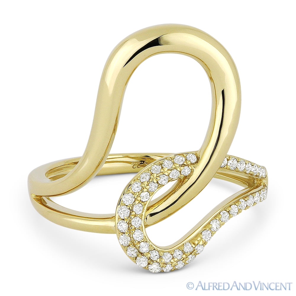 0.22ct Round Cut Diamond Interlocking Freeform Loop Right-Hand Ring in ...