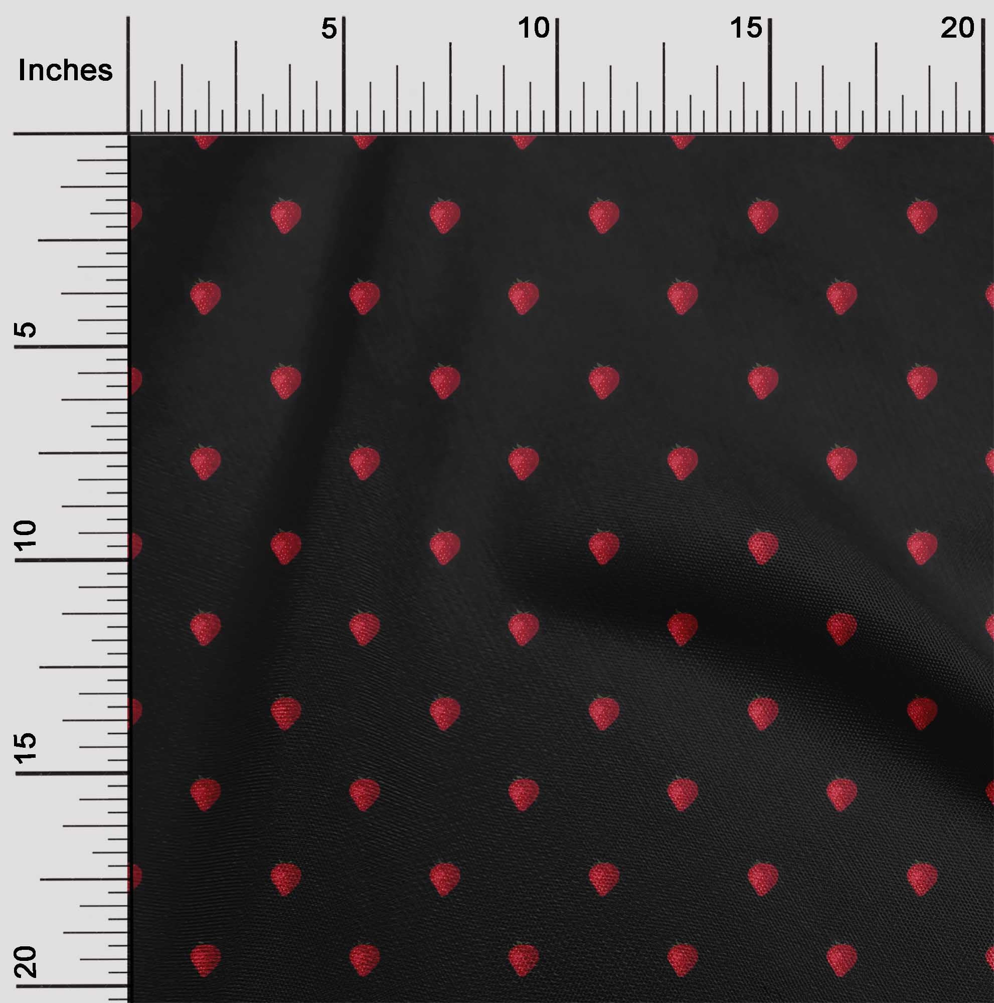 oneOone Silk Tabby Fabric Strawberry Fruit Print Fabric by Yard 42 Inch ...