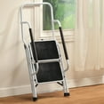 LivingSURETM Portable Foldable Step Ladder with Handles XL for Adults ...
