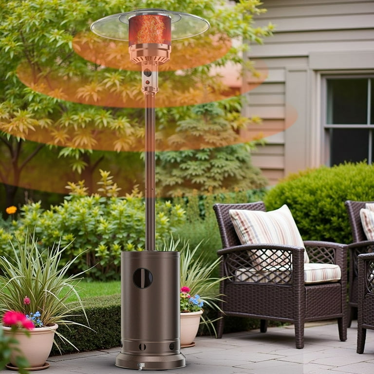 Simenmax Propane Heater 48 000 BTU Outdoor Heaters for Patio with Auto off Safety Protection System Double Layer Stainless Steel with Wheels for