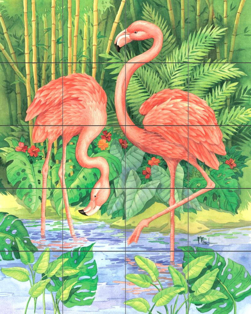 Tile Mural Kitchen Backsplash - Bamboo Flamingo - by Paul Brent ...