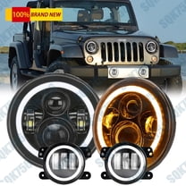 7 Inch LED Halo Headlights with Turn Signal Amber White DRL Compatible ...