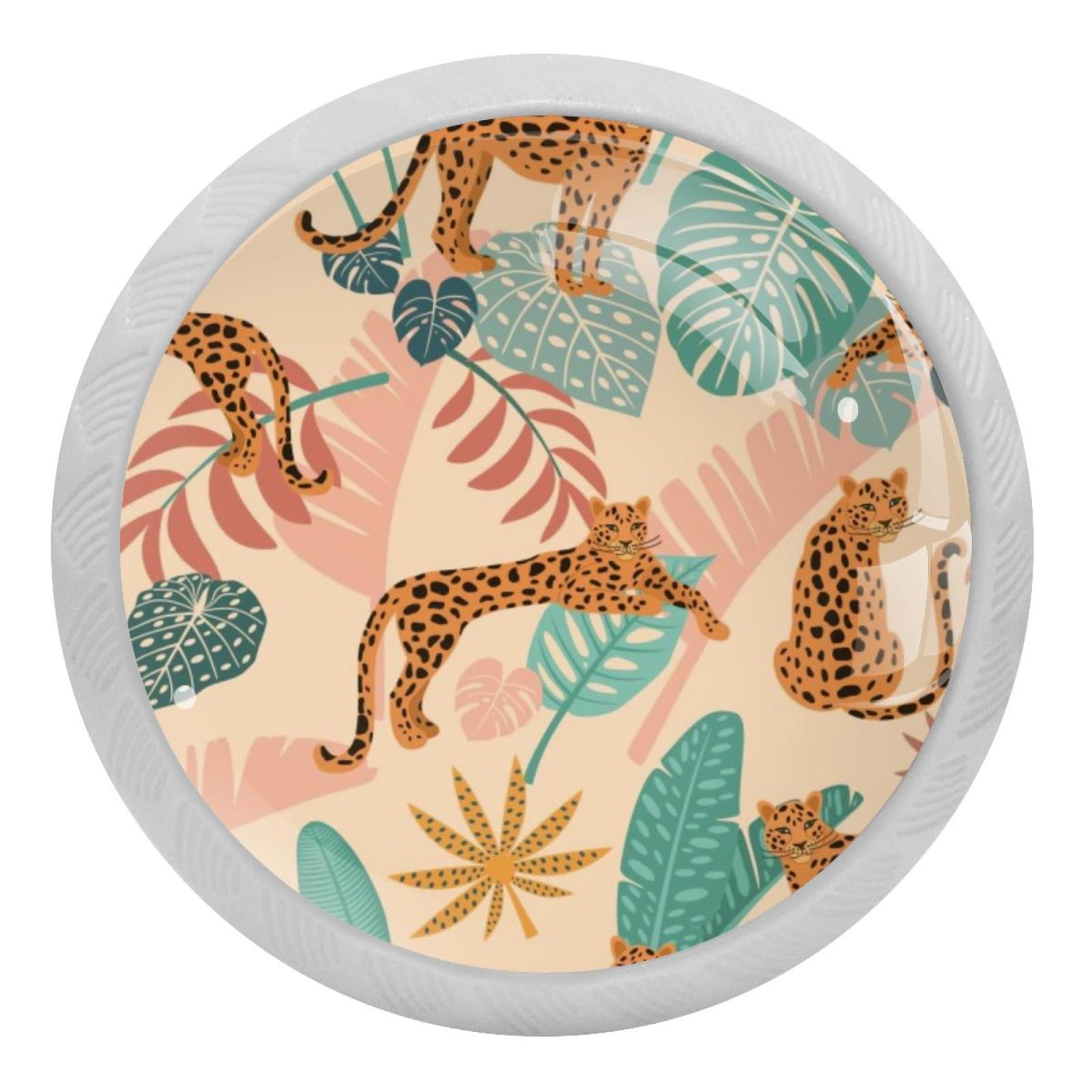 4PCS Round African Leopard Cabinet Fluorescence Knob Glowing in the ...