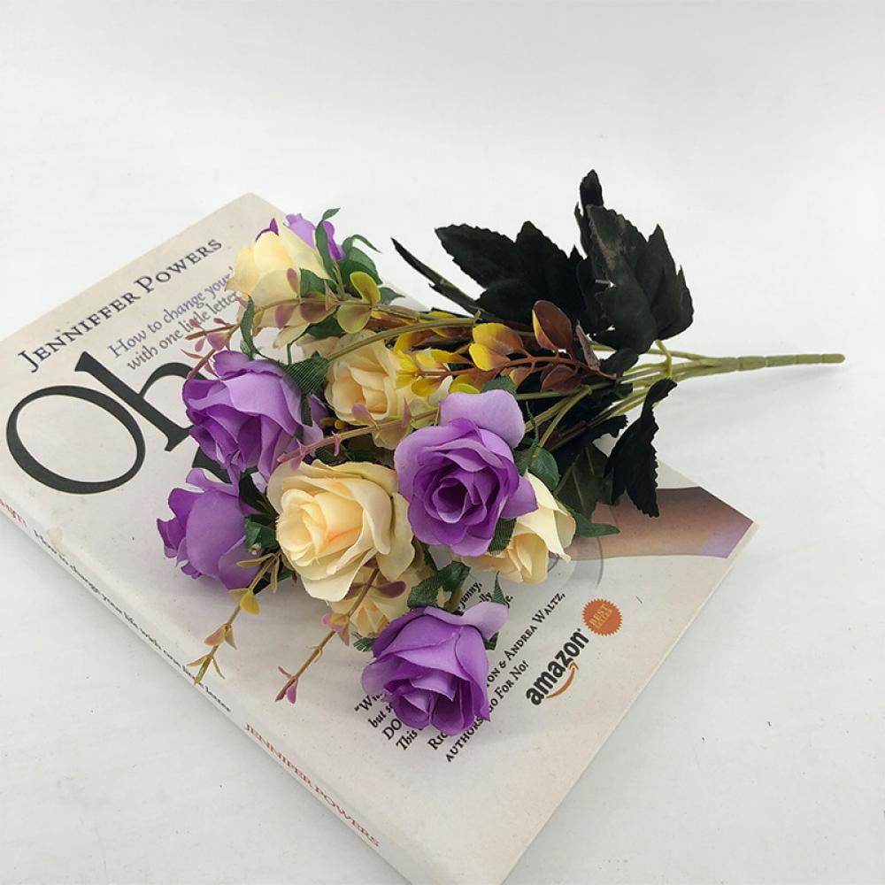 12 Heads Rose Artificial Flowers Bouquet 1 Bundles Fake Flowers for ...