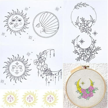 2 Sheets Tarot Sun Moon Phase Water Soluble Embroidery Patterns ...
