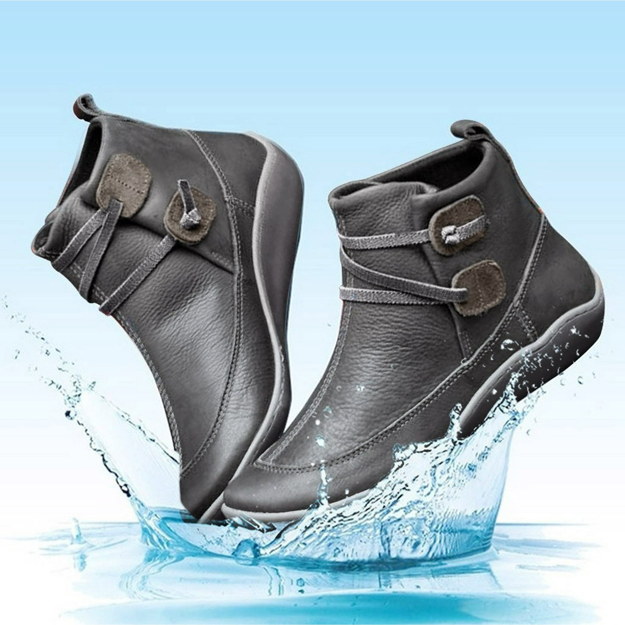 Click here for Yousnh Womens Vintage Leather Boots Flat Waterproo... prices