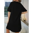 Black Heart Print Sleep Dress For Women, Crew Neck, Relaxed Fit, Knee ...