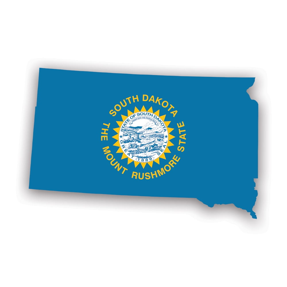 South Dakota State Shaped Flag Sticker Decal - Self Adhesive Vinyl - Weatherproof - Made in USA ...