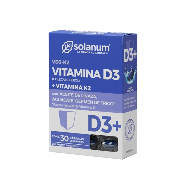 VITAMINA D3 CON 30 CAPSULAS - SOLANUM | Bodega Aurrera en línea